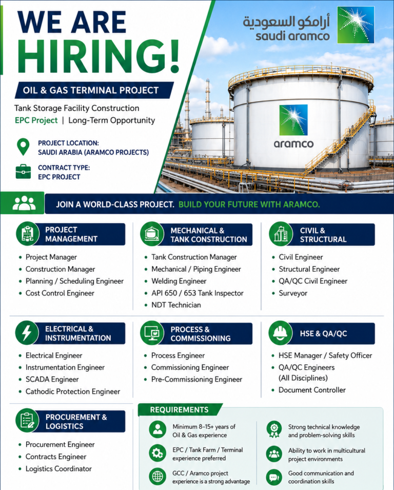 Aramco Oil & Gas Terminal Project Jobs in Saudi Arabia – Multiple ...